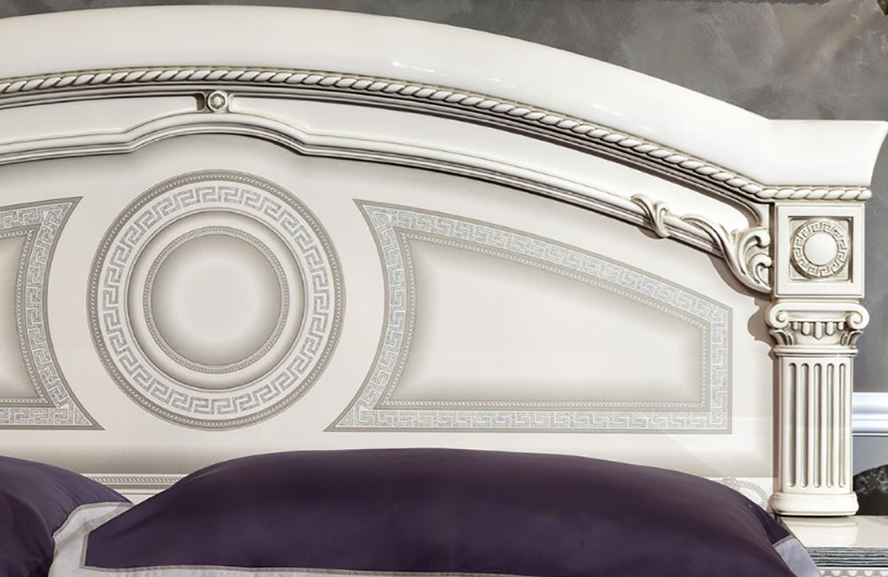 Aida Bedroom, White w/Silver (King) - Buy ($1928) in a modern furniture store Fairfield, NJ ...