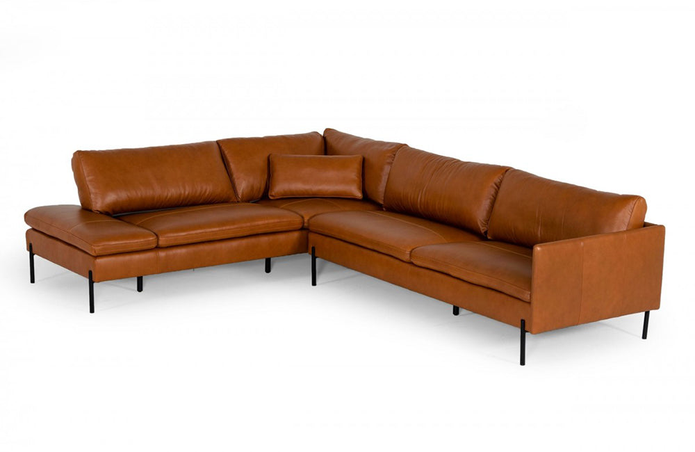 Divani Casa Sherry Modern Cognac Leather Sectional Sofa | VIG Furniture ...