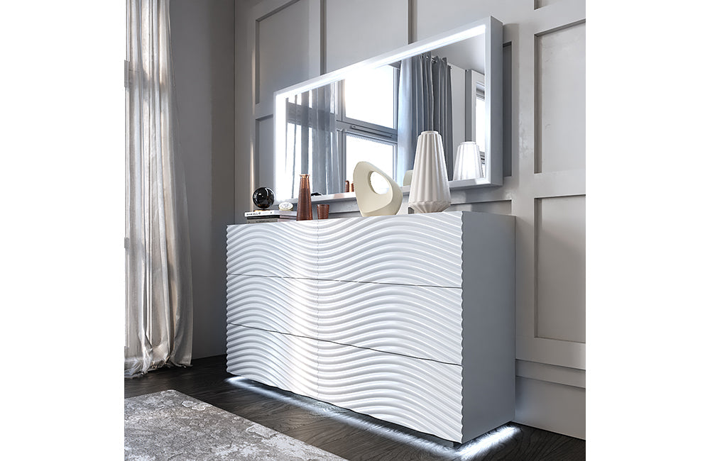 Wave Double Dresser White | ESF – Casa Eleganza Furniture & Mattress
