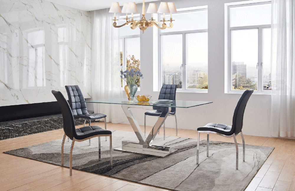 Zig Zag Dining Table with 365 Black Chairs | ESF – Casa Eleganza ...