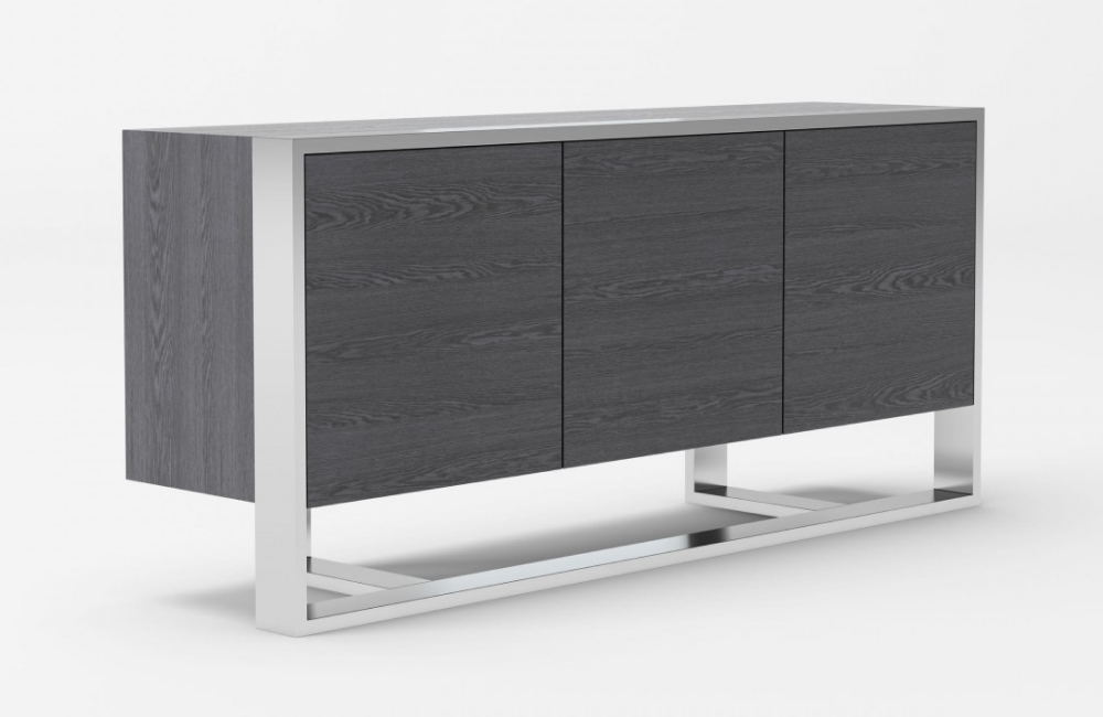 Flint - Modern Elm Grey & Stainless Steel Buffet | Paramus Mega ...