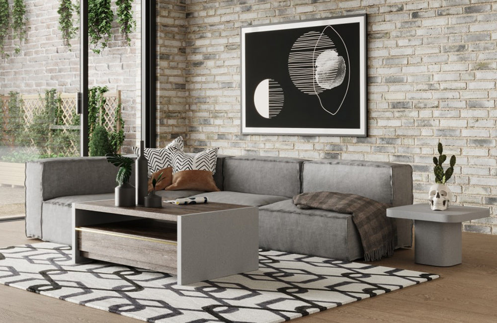 Divani Casa Navstar Contemporary Modular Grey Fabric Sectional Sofa ...