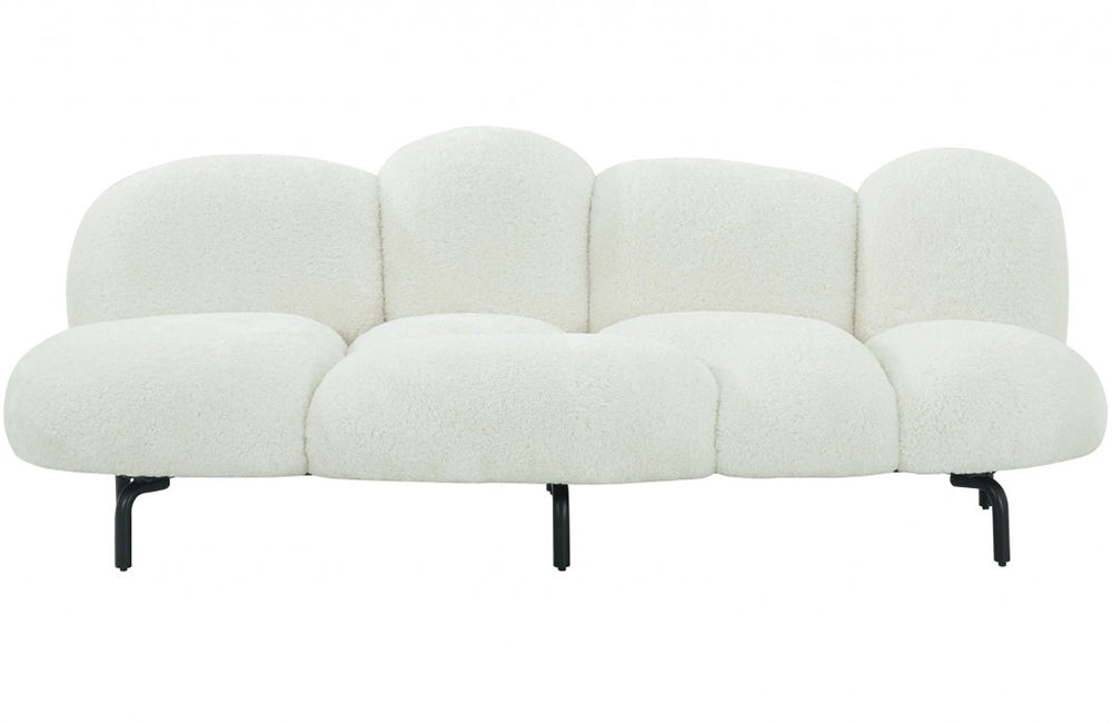 Divani Casa Glaster Contemporary White Sherpa 88" Bubble Sofa | VIG ...