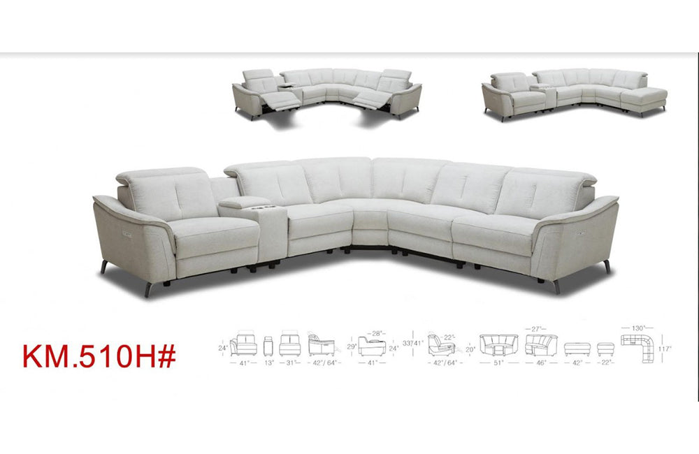 Divani Casa Lloyd Modern Grey Fabric Sectional with Recliners + Console ...