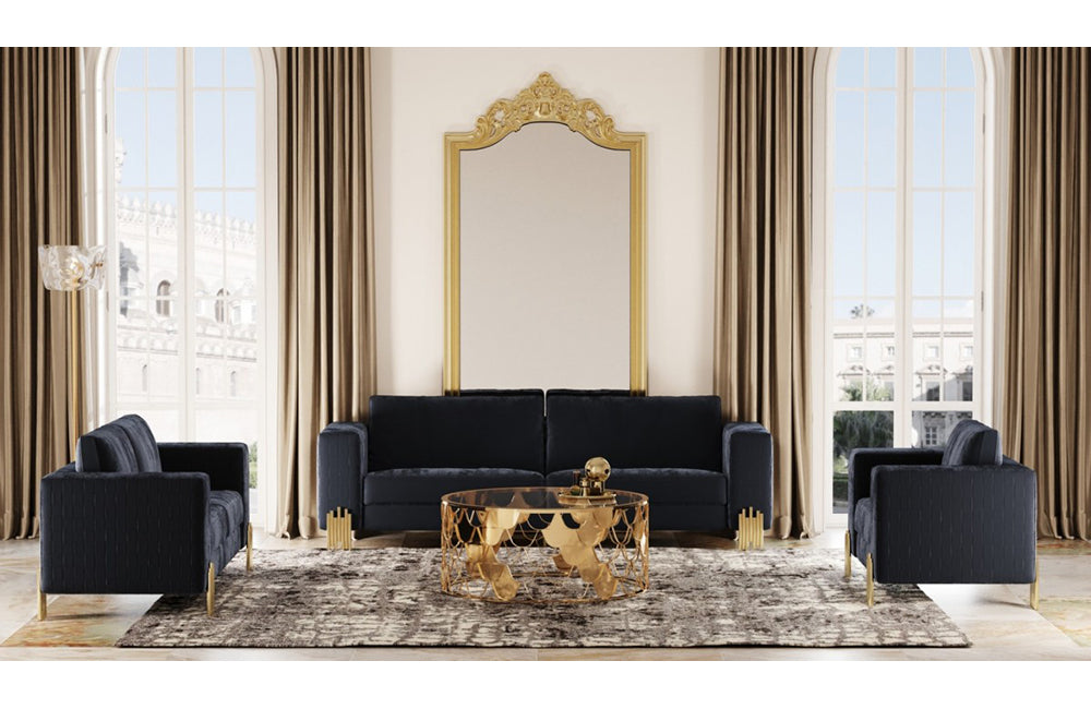 Divani Casa Lori Modern Velvet Glam Black & Gold Sofa Set | VIG ...