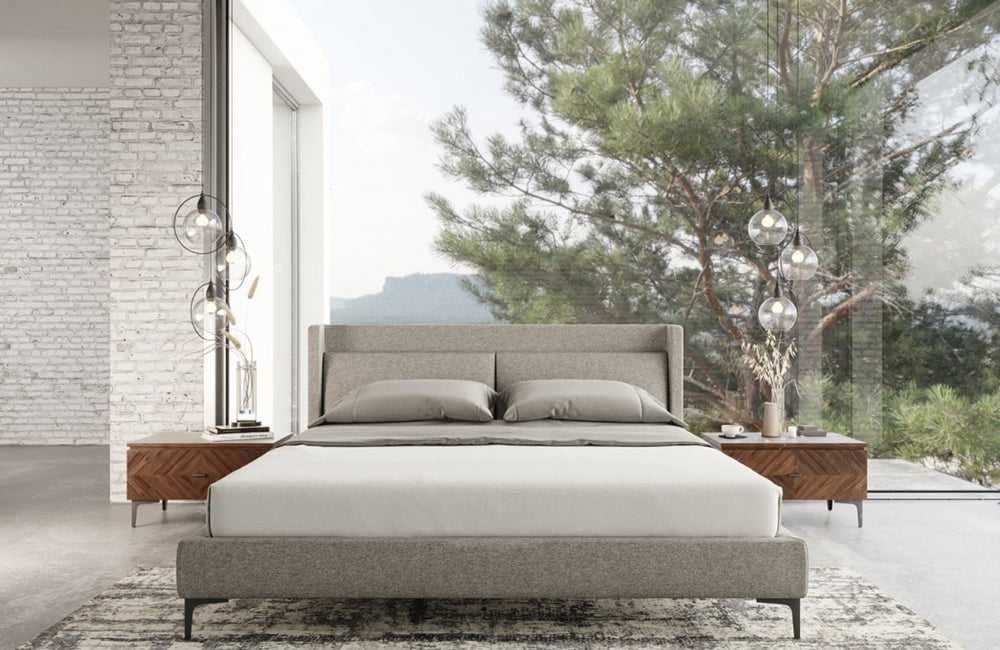 Modrest Paula Mid-Century Grey Upholstered Bed | VIG Furniture – Casa Eleganza Furniture & Mattress