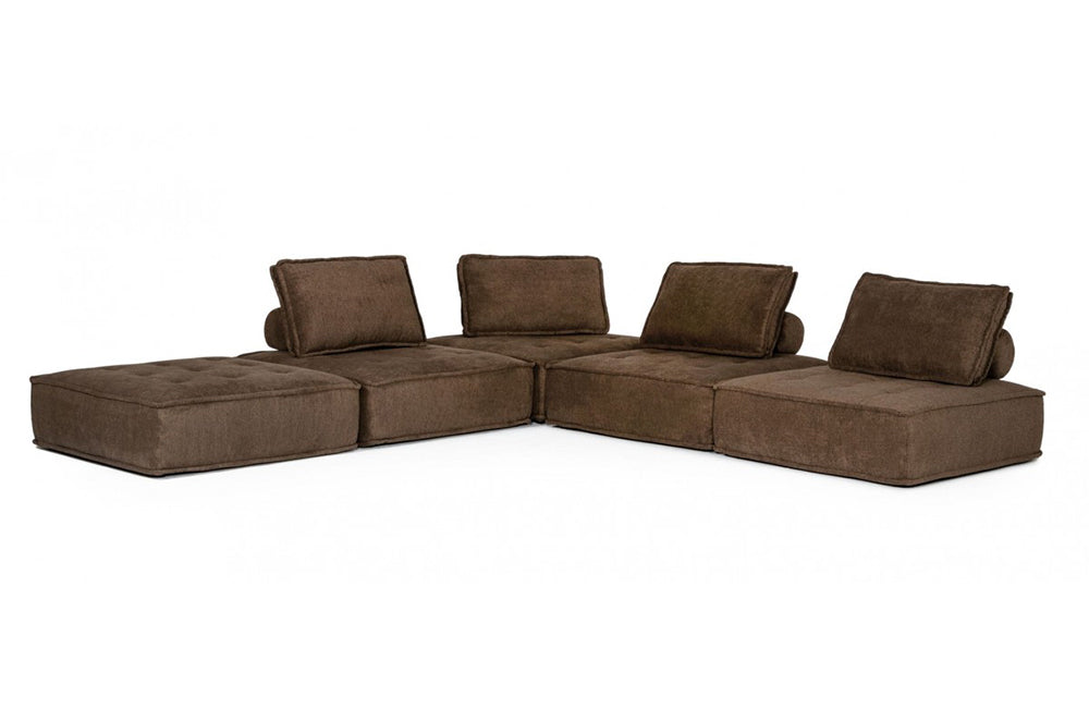 Divani Casa Nolden Modern Brown Fabric Modular Sectional Sofa | VIG ...