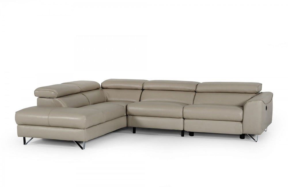 Divani Casa Versa Modern Light Taupe Teco-Leather Left Facing Sectional ...
